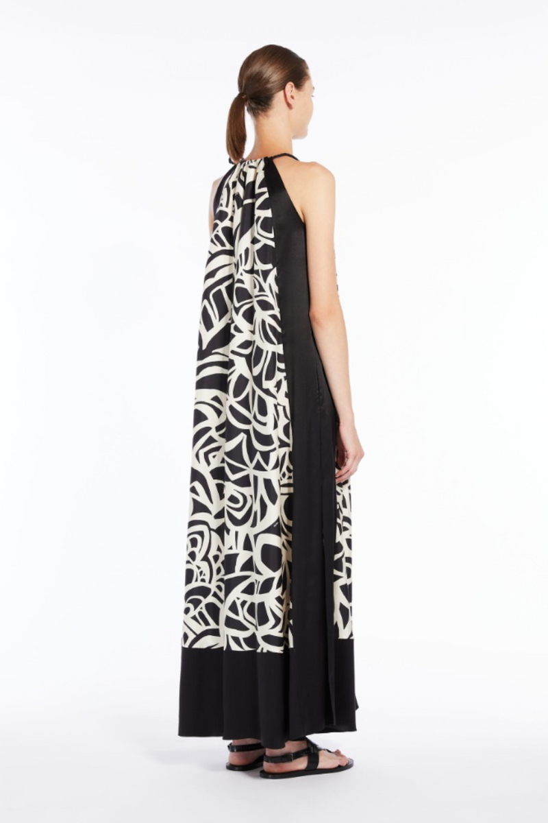Neckholder Dress in printed silk – Maison Gassmann